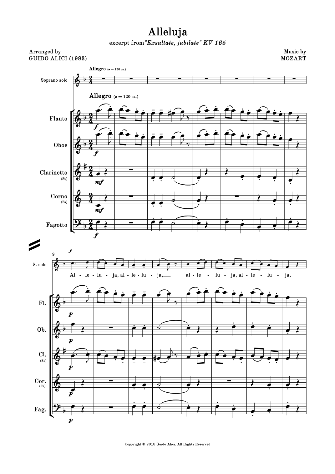 Alleluja by Mozart (excerpt from "Exsultate, jubilate" KV 165) (arr ...