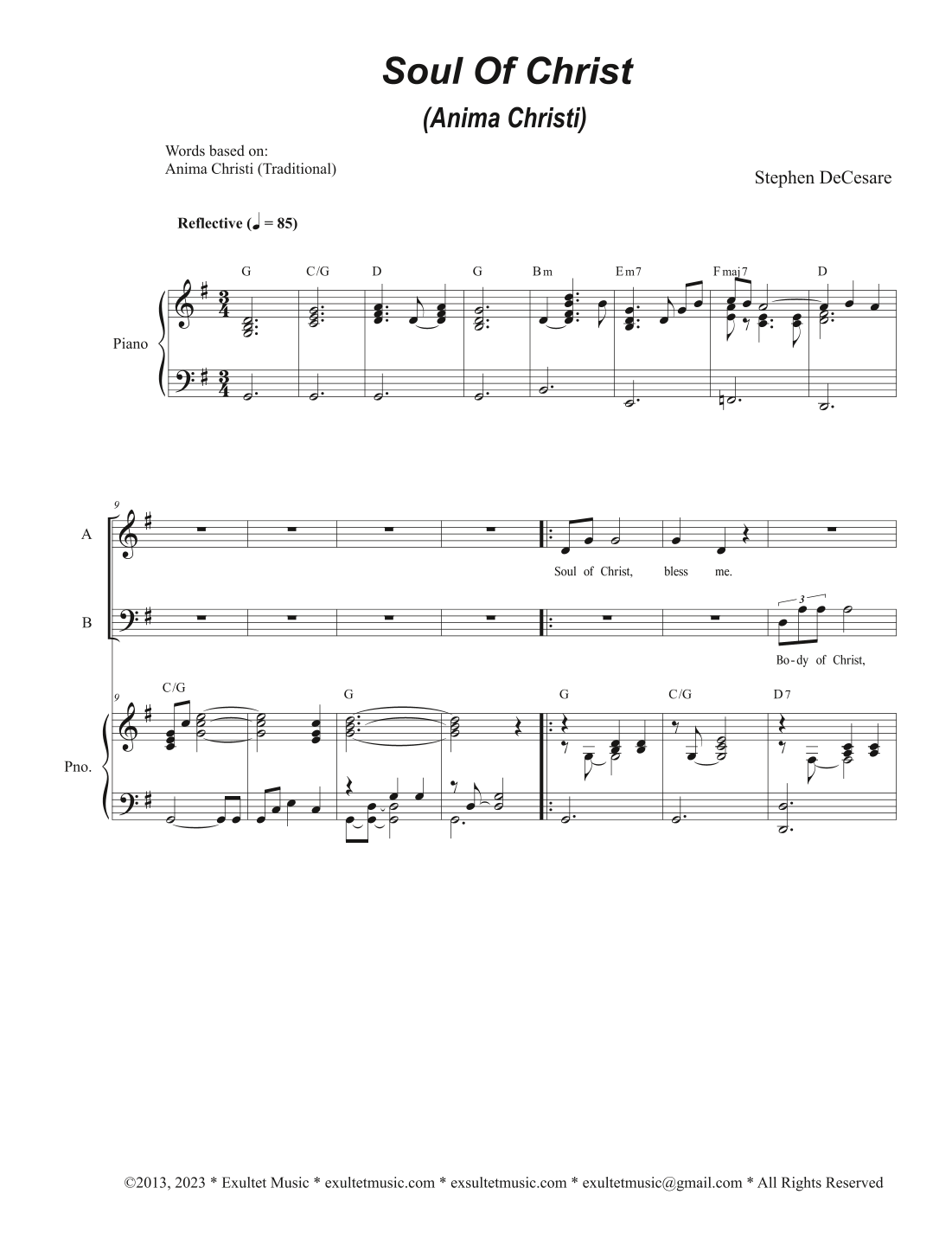 Soul of Christ (Anima Christi) (Vocal Trio - (SAB) by Stephen DeCesare ...