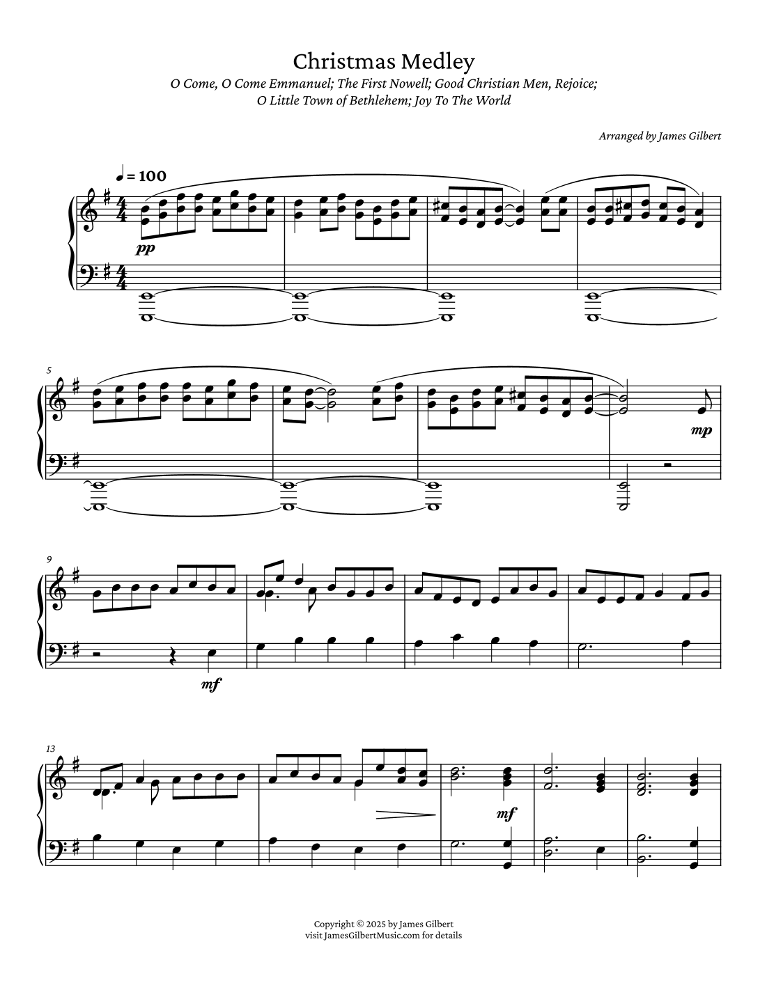 Christmas Medley von James Gilbert Noten zum Klavier solo bei Sheet ...