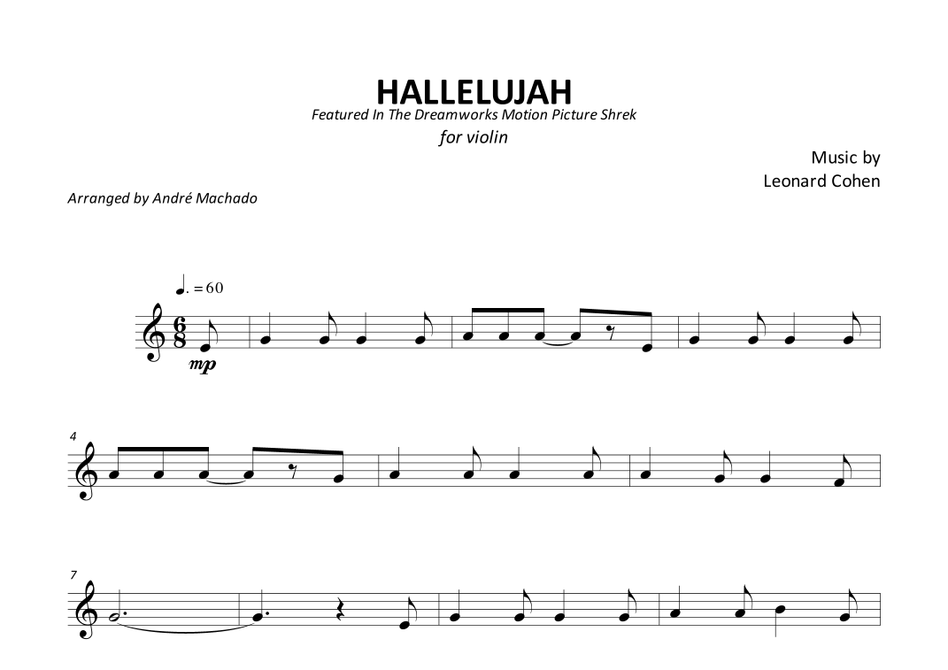 Hallelujah (arr. André Machado) by Andrea Bocelli Sheet Music for ...