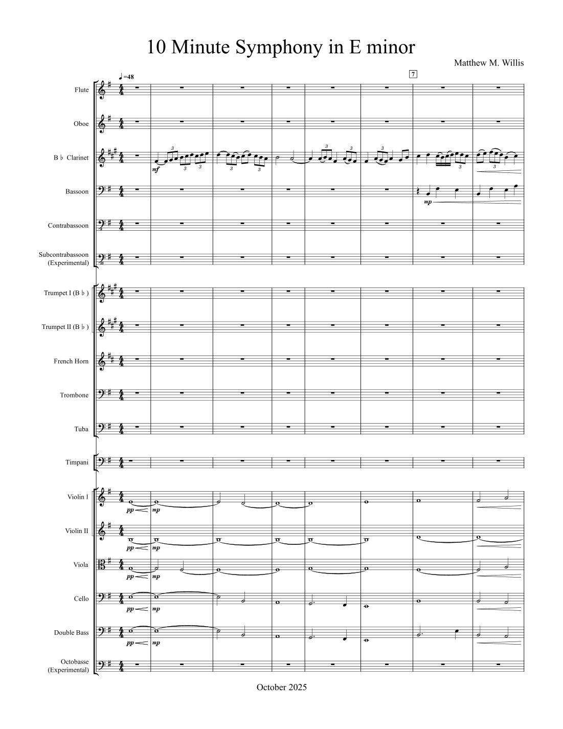 10 Minute Symphony in E minor by Matthew M. Willis Sheet Music for Full ...