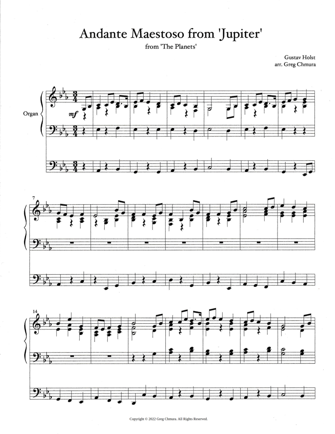 Andante Maestoso from 'Jupiter' — Processional for Organ (Holst ...