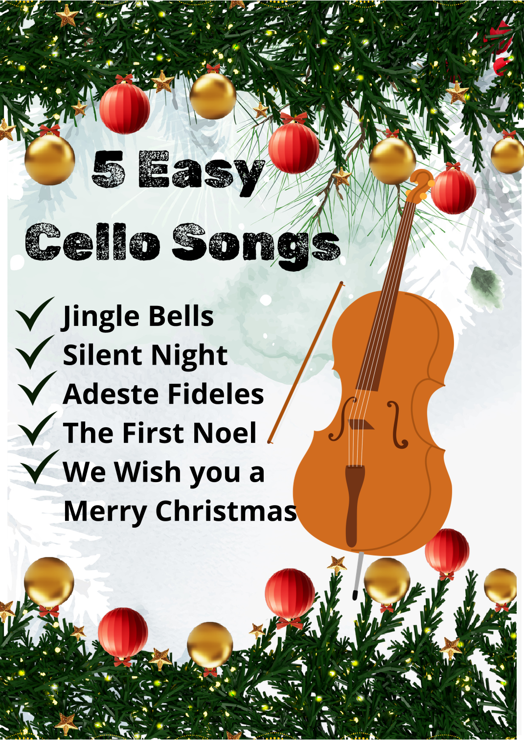 5 Easy Cello Songs - Christmas (With Chords & Lyrics) (arr. MissoRB ...