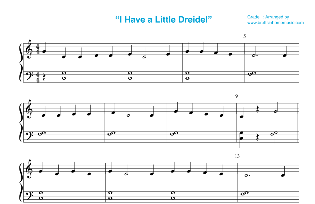 I Have a Little Dreidel (Grade 1) (arr. www.brettsinhomemusic.com) by ...