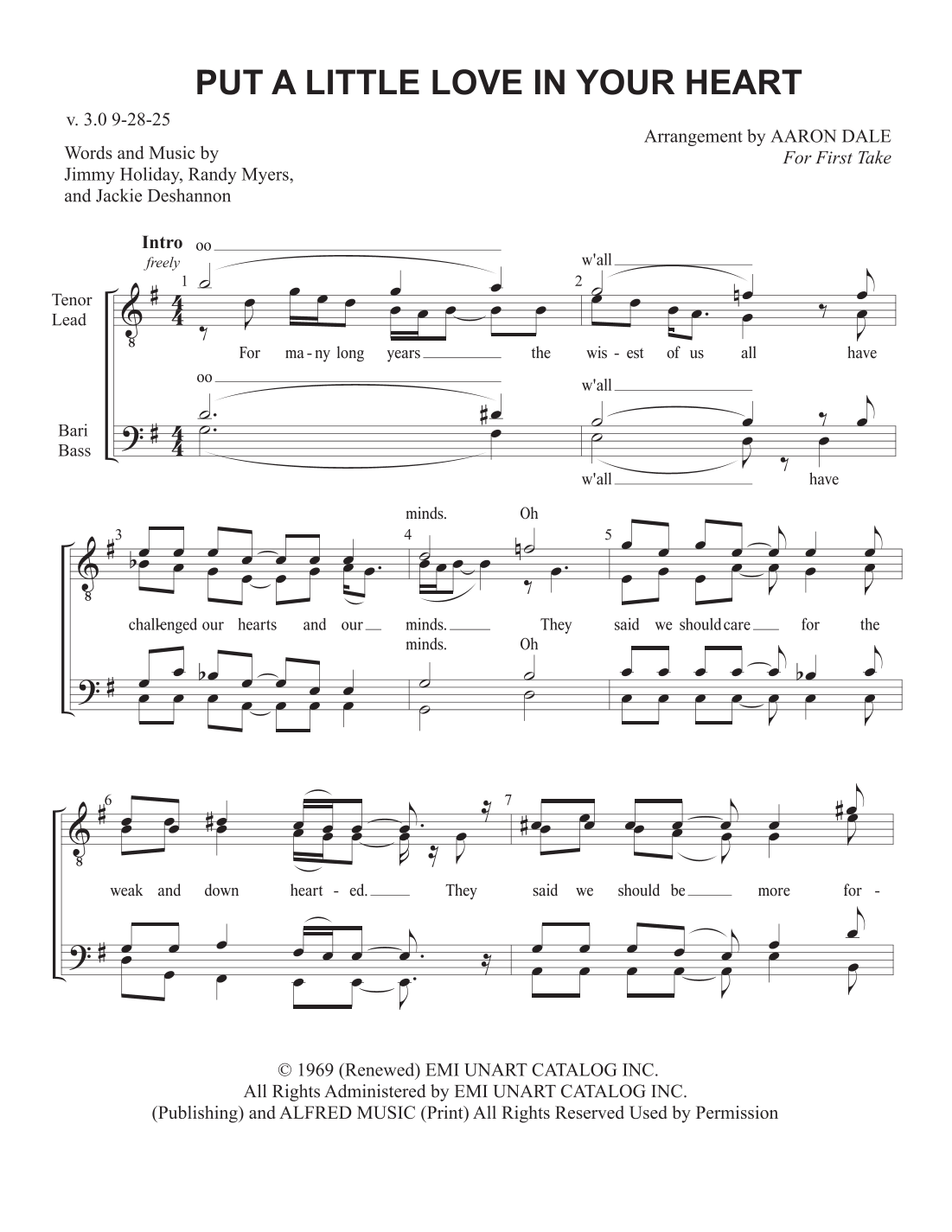 Put A Little Love In Your Heart (arr. Aaron Keith Dale) by Jackie ...