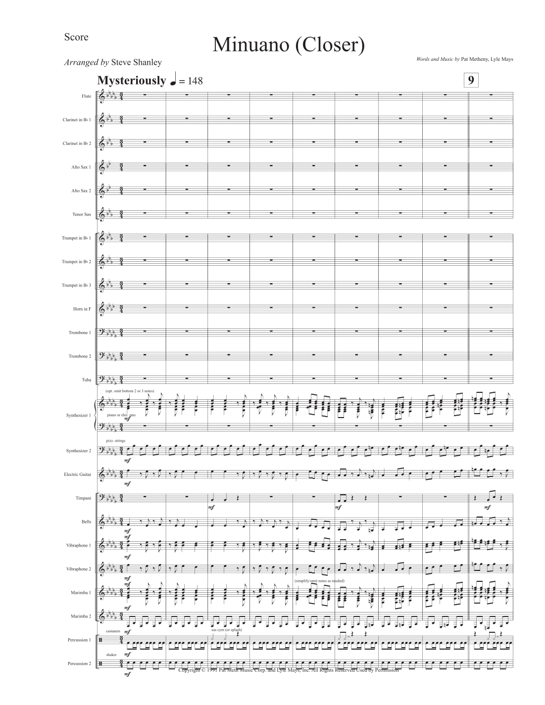 Minuano (Six-Eight) (arr. Steve Shanley) by Pat Metheny Sheet Music for ...