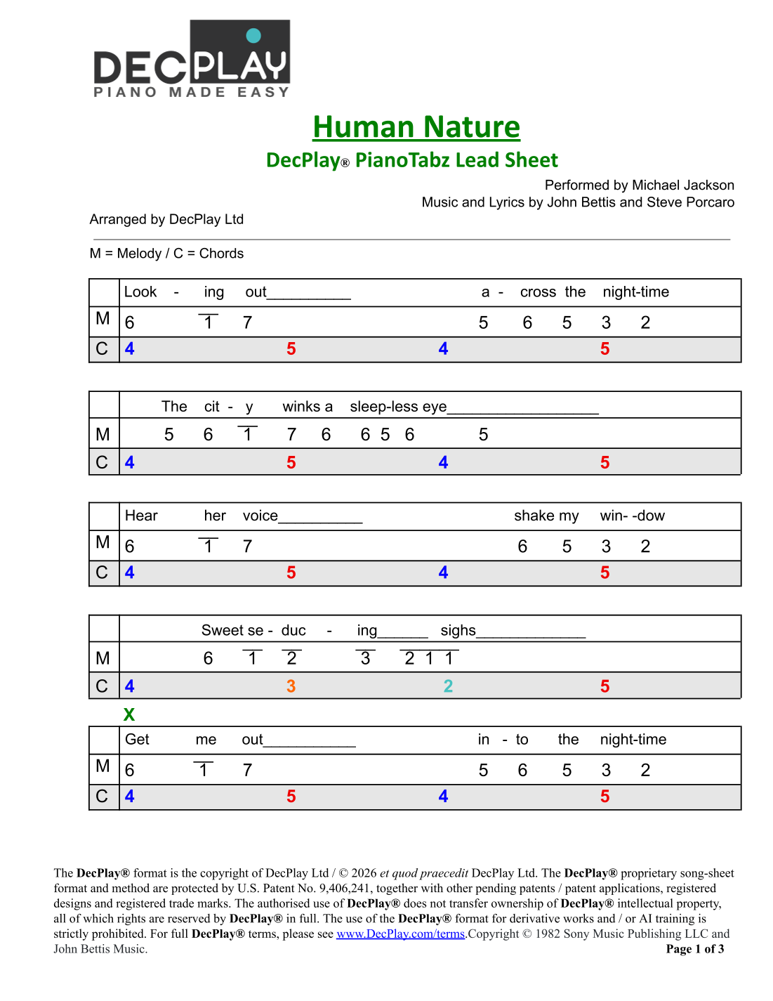 Human Nature (arr. DecPlay Ltd) by Michael Jackson Sheet Music for ...