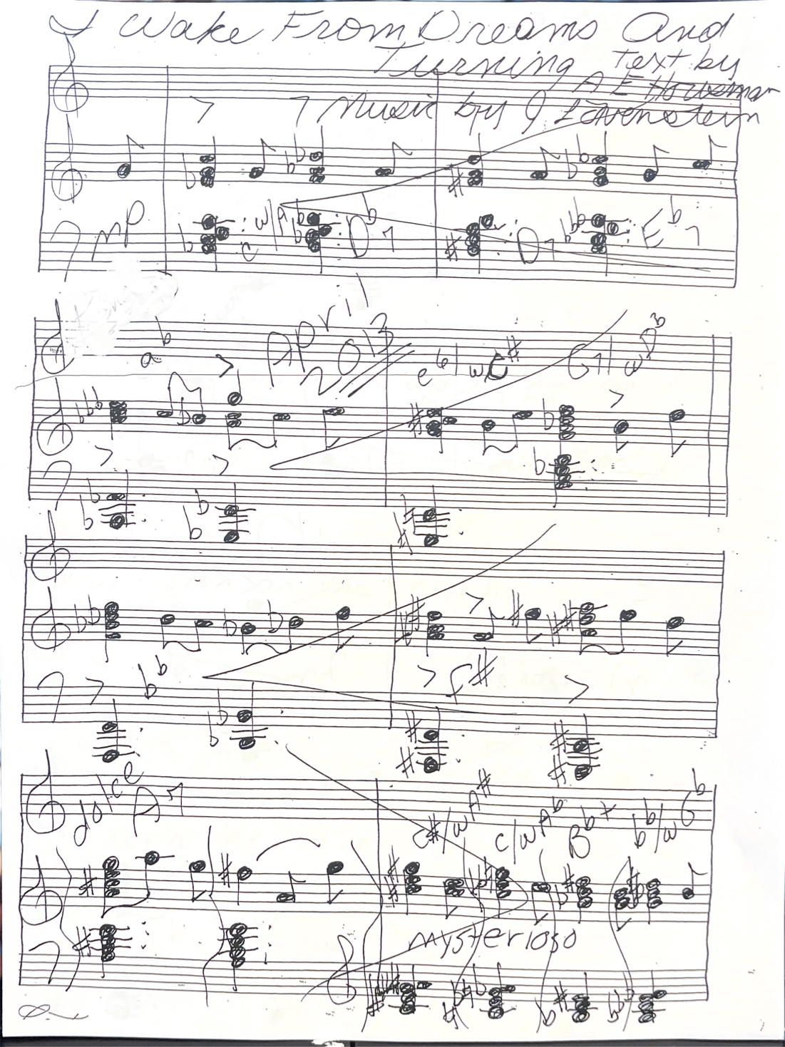 I Wake From Dreams And Turning by Text by A E Housman Sheet Music for ...