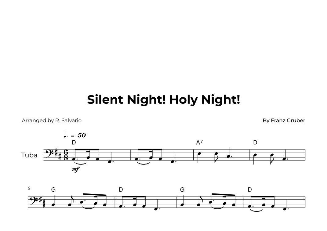 Silent Night! Holy Night! (Tuba) (arr. R. Salvario) by Franz Gruber ...