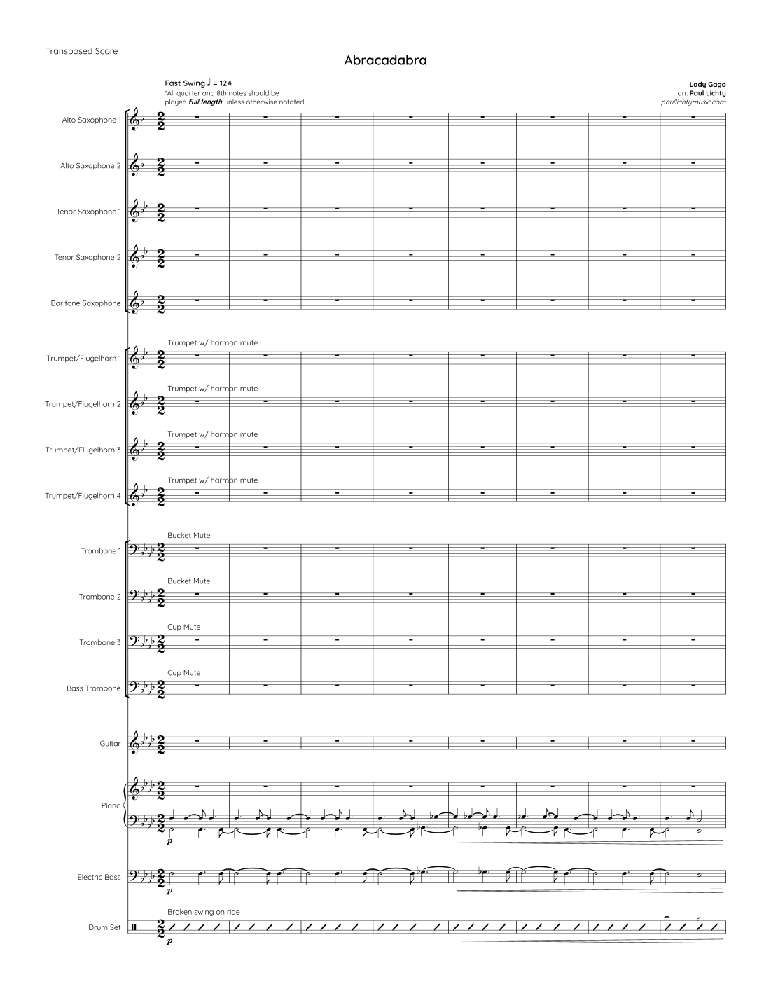 Abracadabra (arr. Paul Lichty) by Lady Gaga Sheet Music for Jazz ...