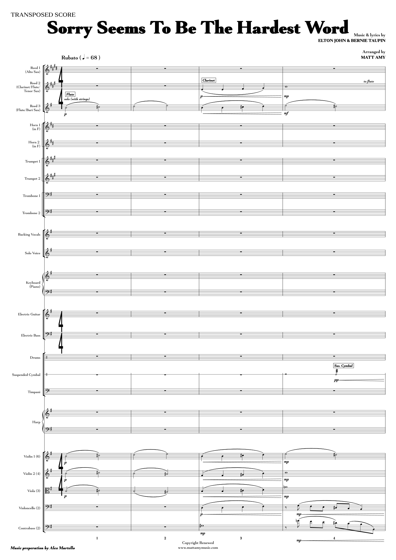 Sorry Seems To Be The Hardest Word (arr. Matt Amy) por Elton John ...