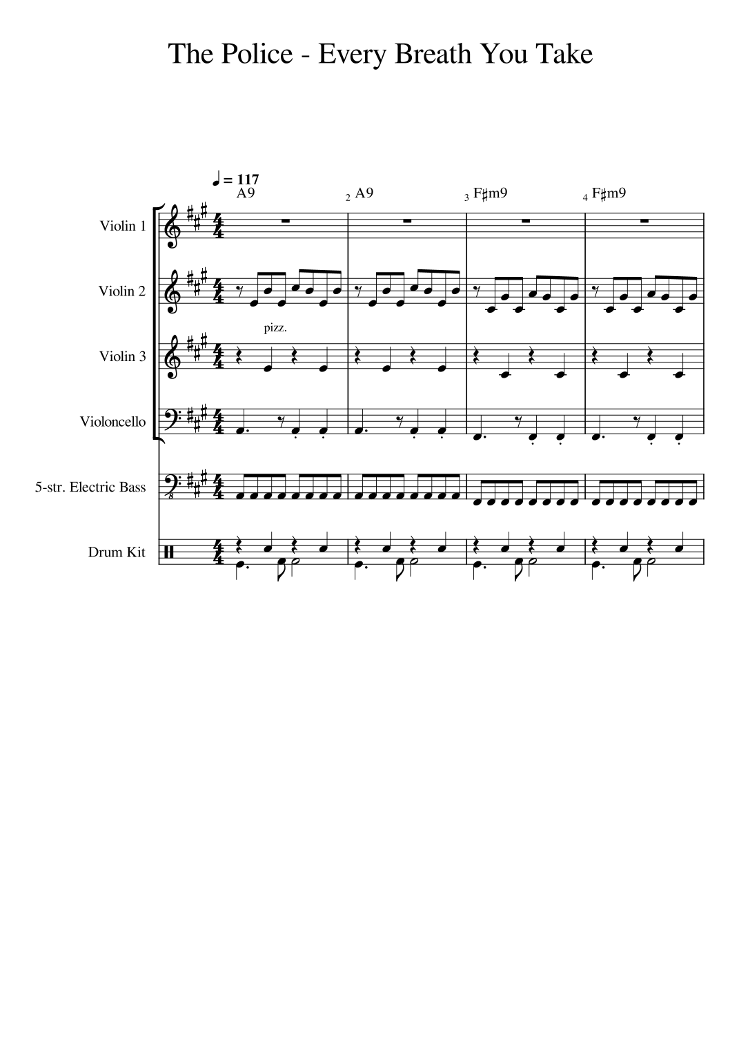 Every Breath You Take (arr. R. Oliveira) by The Police Sheet Music for ...
