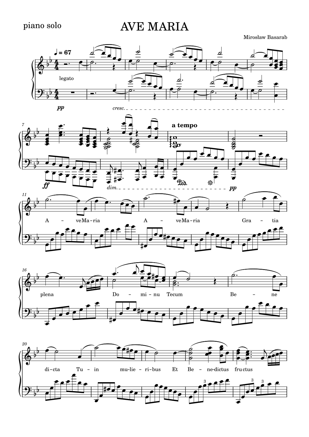 Ave Maria by Miroslaw Basarab Sheet Music for Piano Solo at Sheet Music ...