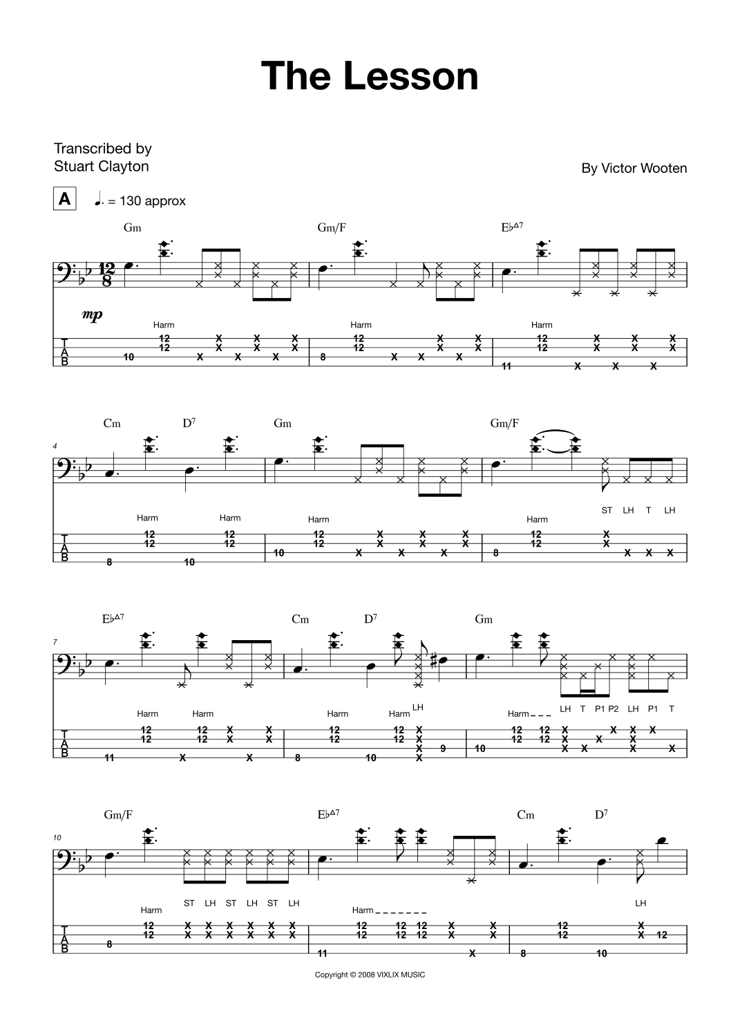 The Lesson (arr. Stuart Clayton/Victor Wooten) by Victor Wooten Sheet ...