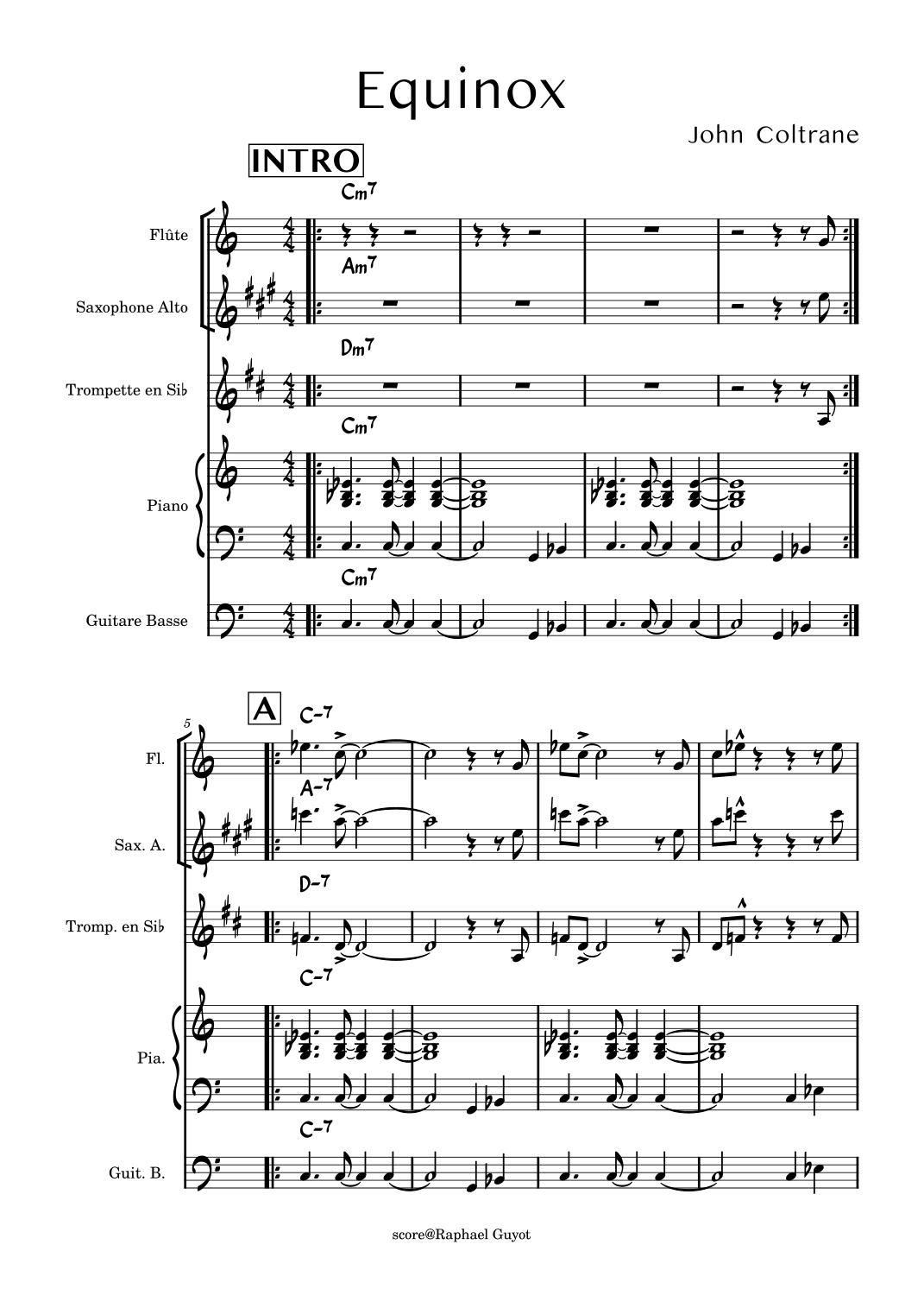 Equinox (arr. r.guyot) by John Coltrane Sheet Music for Jazz Ensemble at Sheet Music Direct