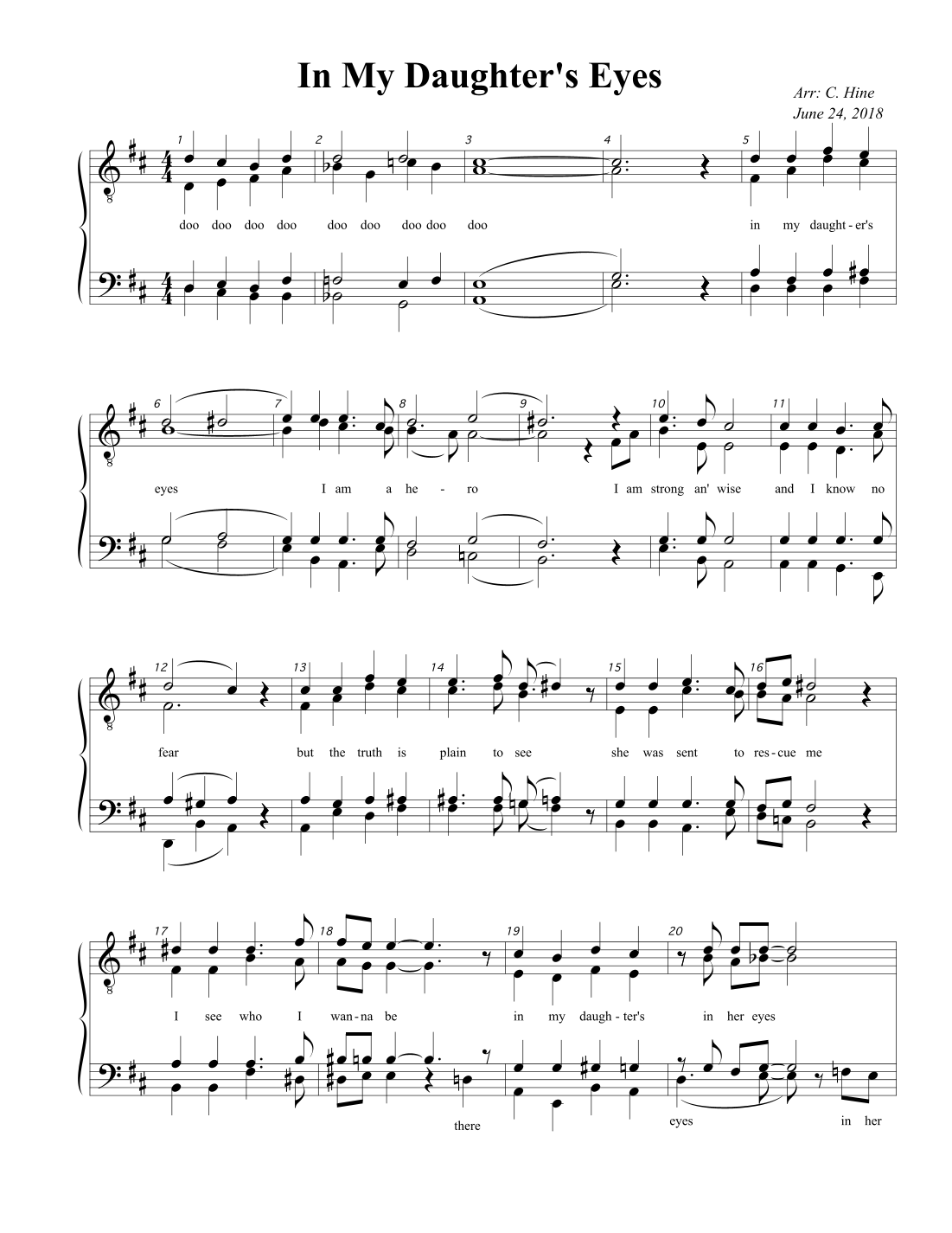 In My Daughter's Eyes (arr. Clay Hine) by Martina McBride Sheet Music ...