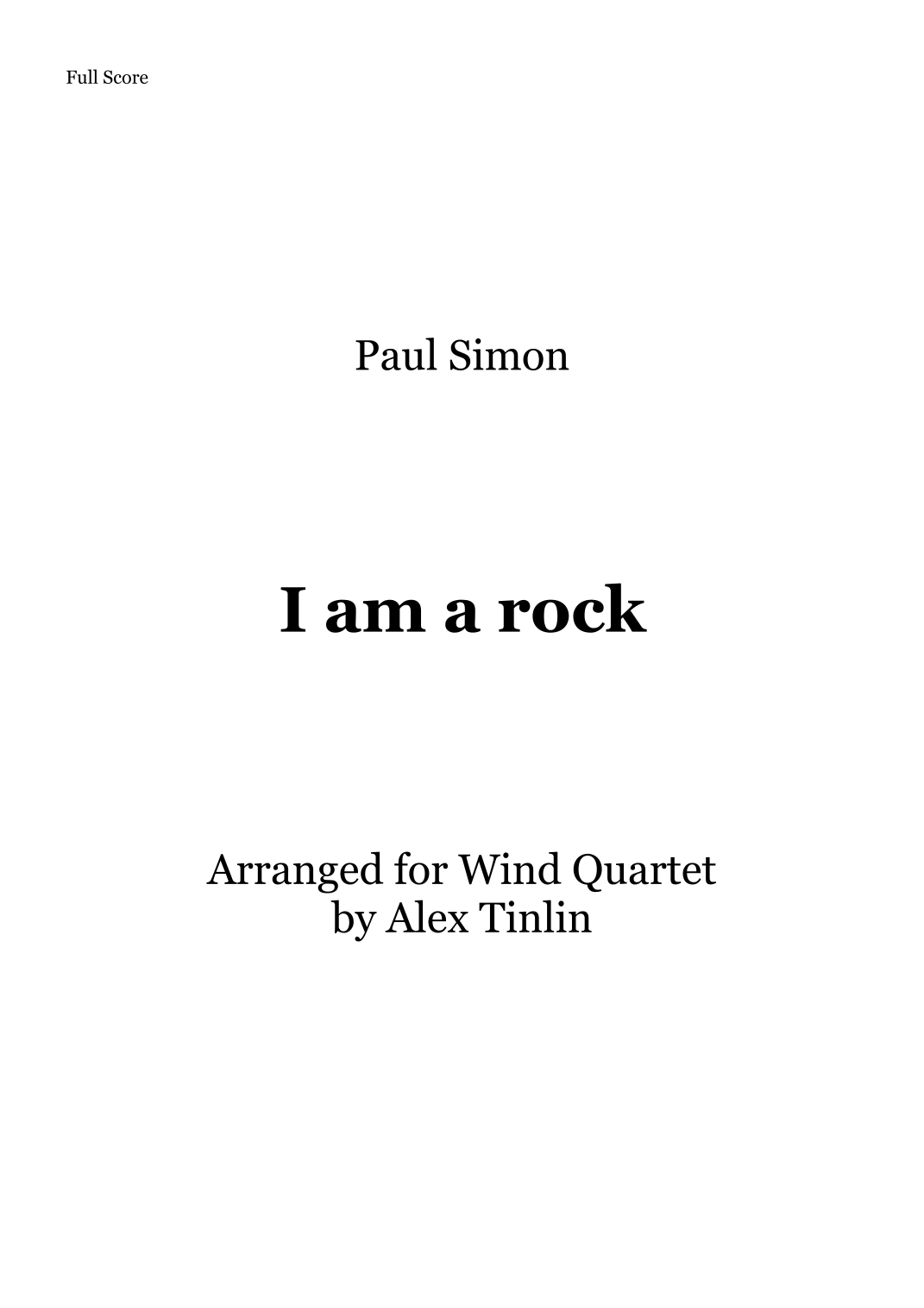 I Am A Rock by Simon & Garfunkel Sheet Music for Woodwind Ensemble at ...