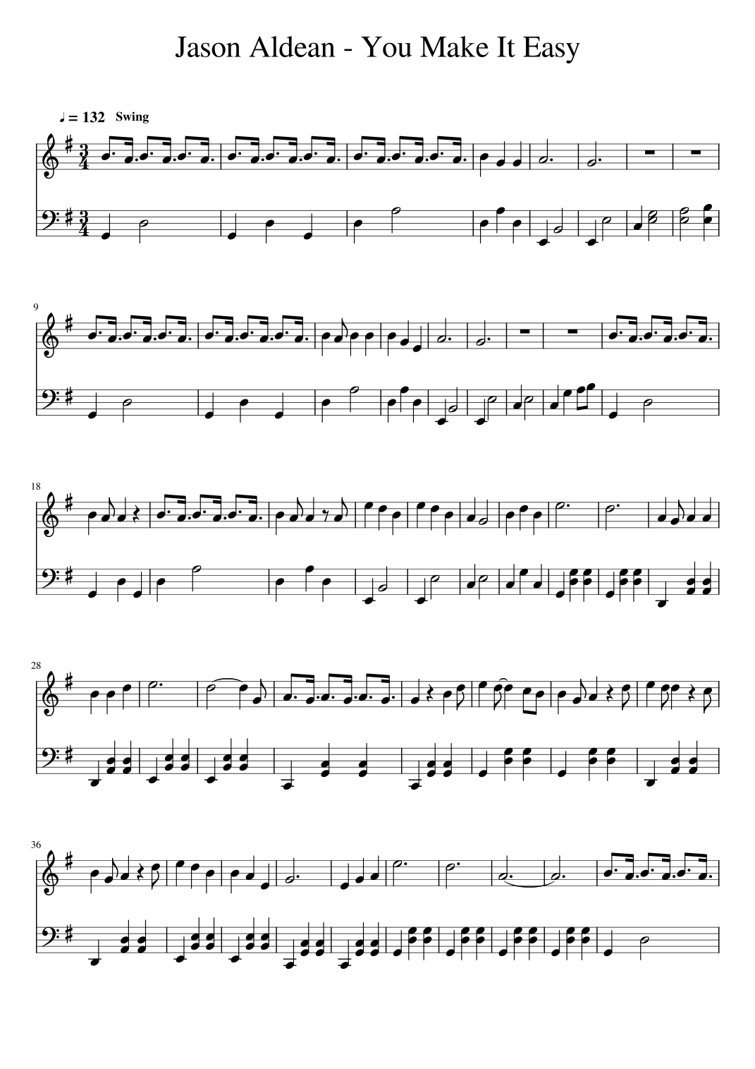 You Make It Easy (arr. Trentorial Piano) by Morgan Wallen Sheet Music ...