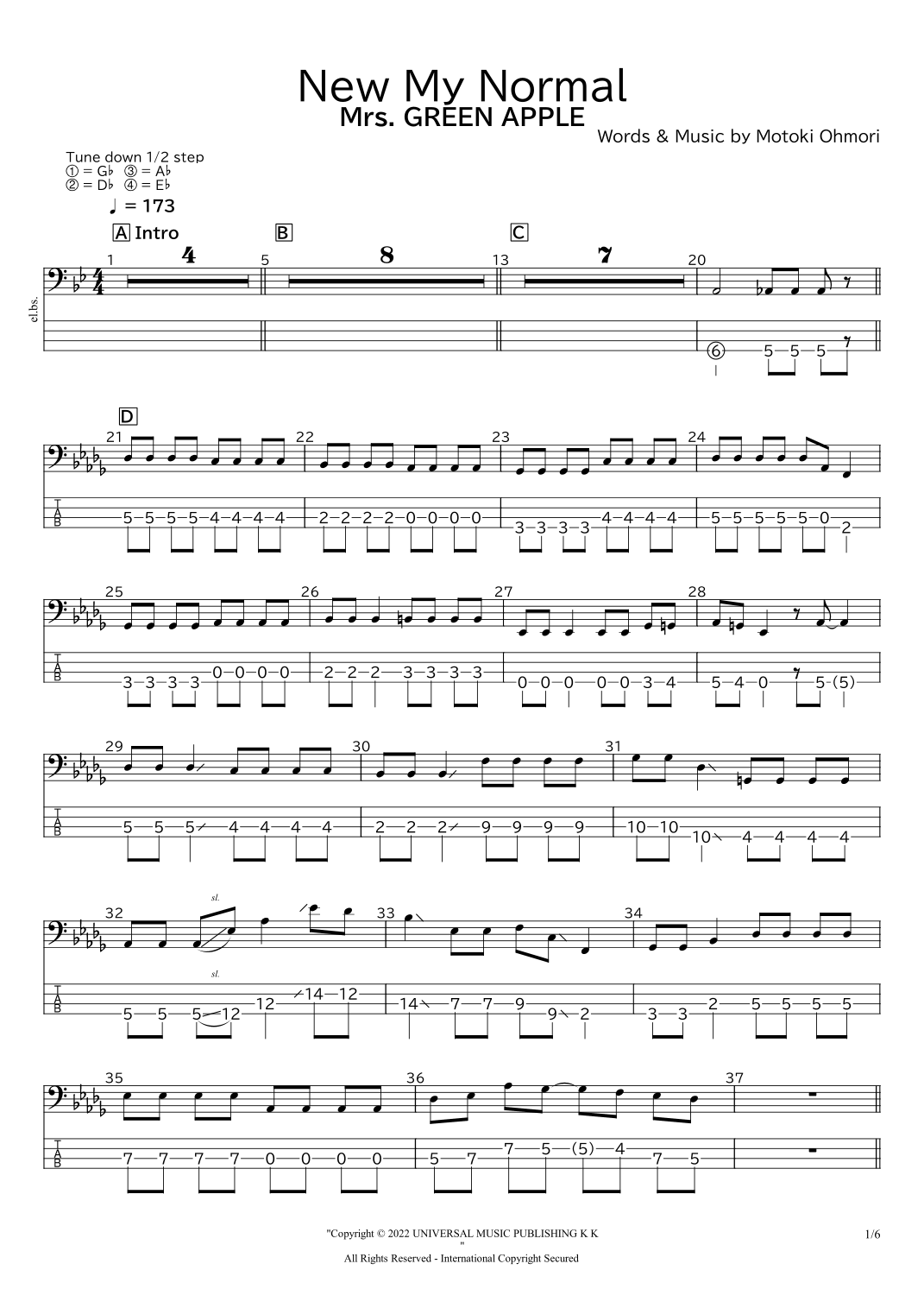 New My Normal (arr. bassscore.masspro) by Motoki Ohmori Sheet Music for ...