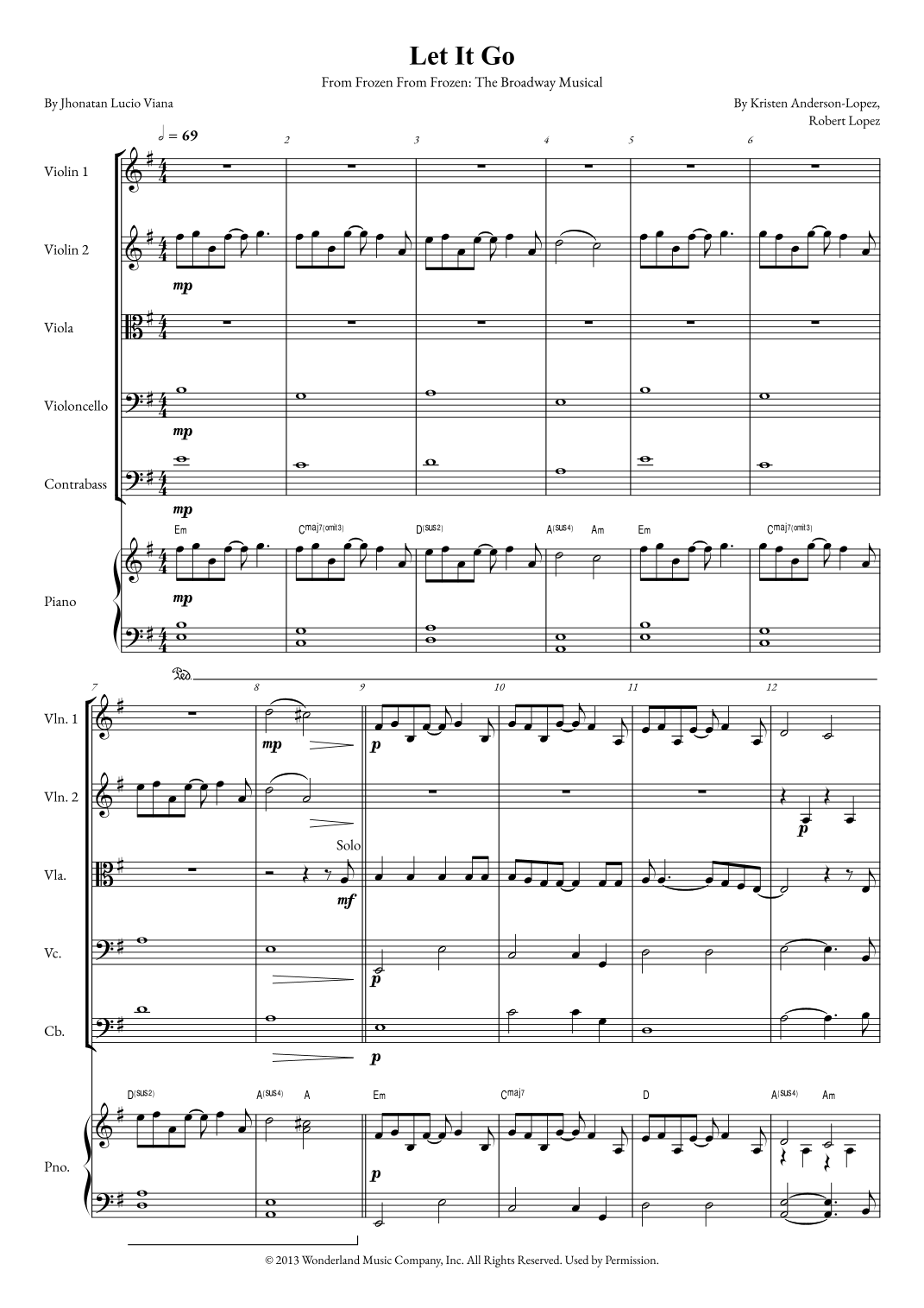 Let It Go (arr. Jhonatan Lucio Viana) by Idina Menzel Sheet Music for ...