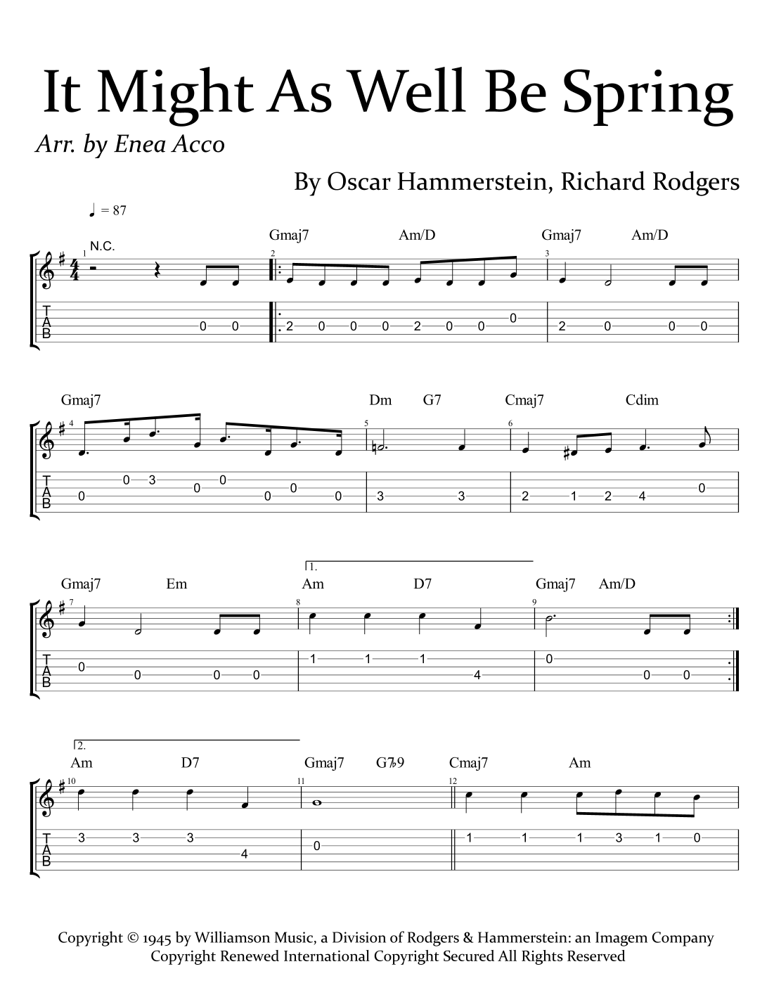 It Might As Well Be Spring by Richard Rodgers Sheet Music for Lead ...