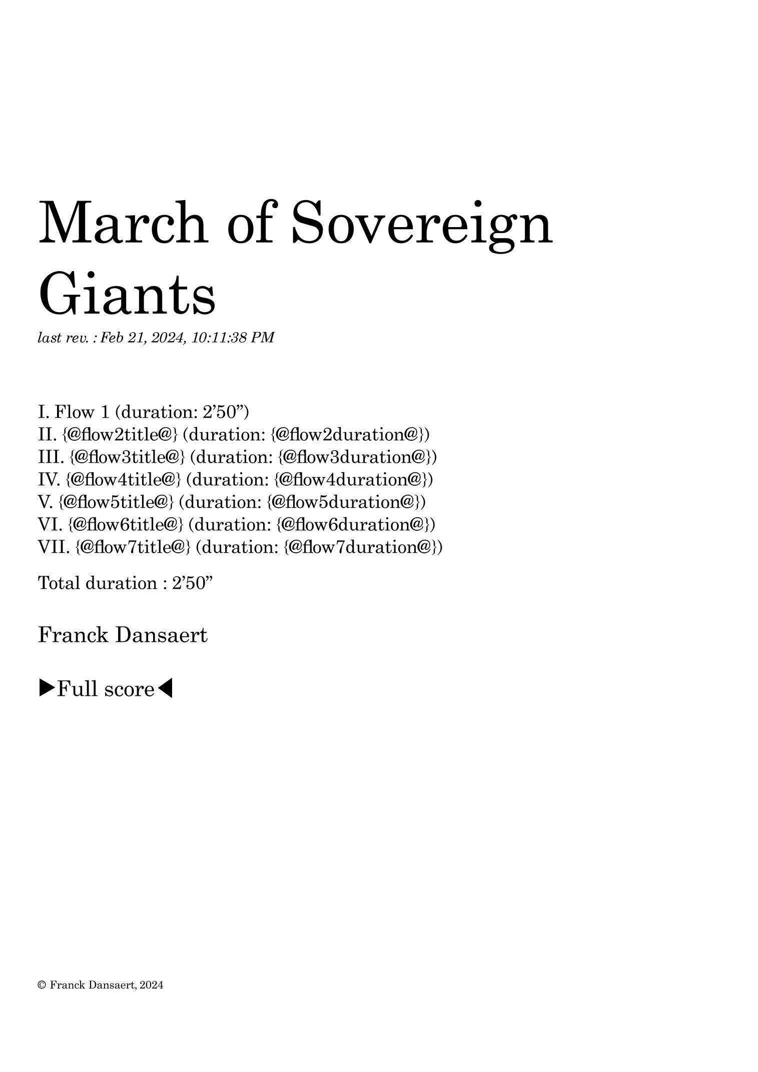 March of the Sovereign Giants - Score Only by Franck Dansaert Sheet ...