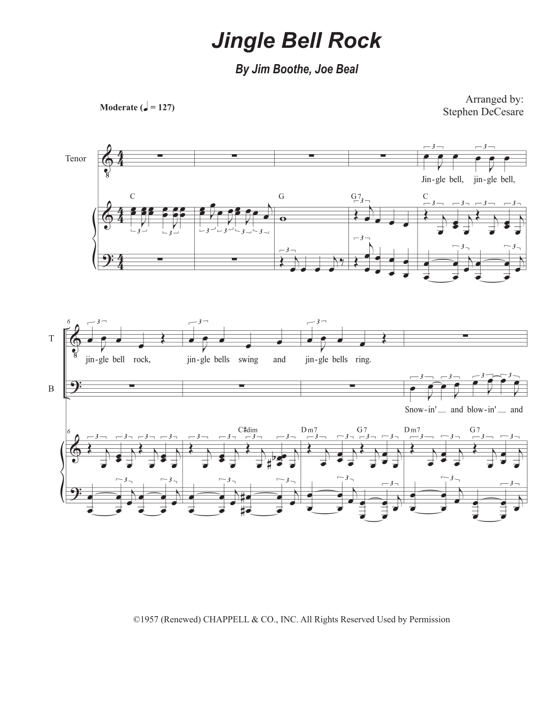 JINGLE BELL ROCK (ARR. STEPHEN DECESARE) PAR AARON TIPPIN PARTITIONS ...