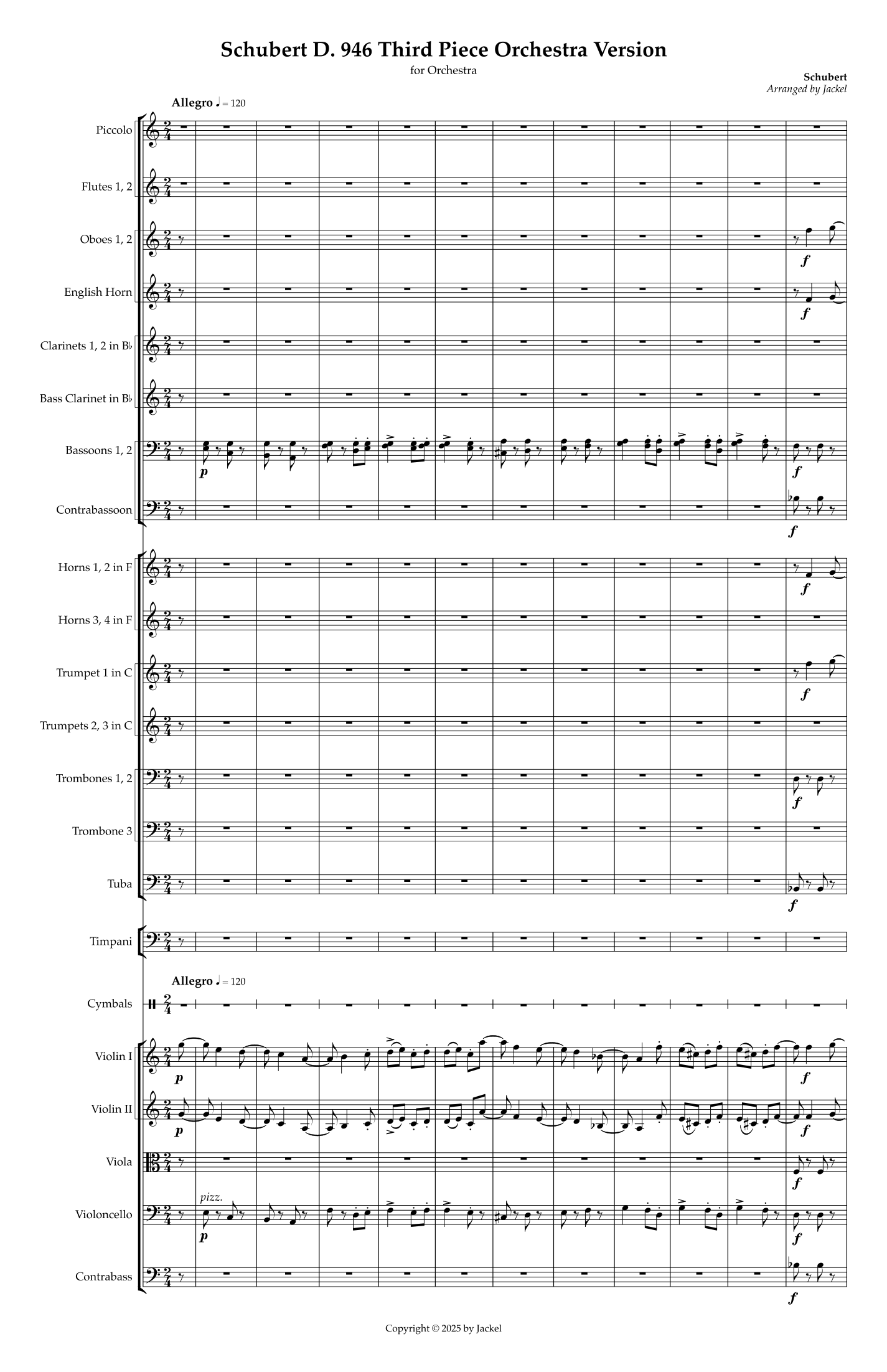 Schubert 3 Piano Pieces D. 946 in Orchestra Version - Score Only (arr ...