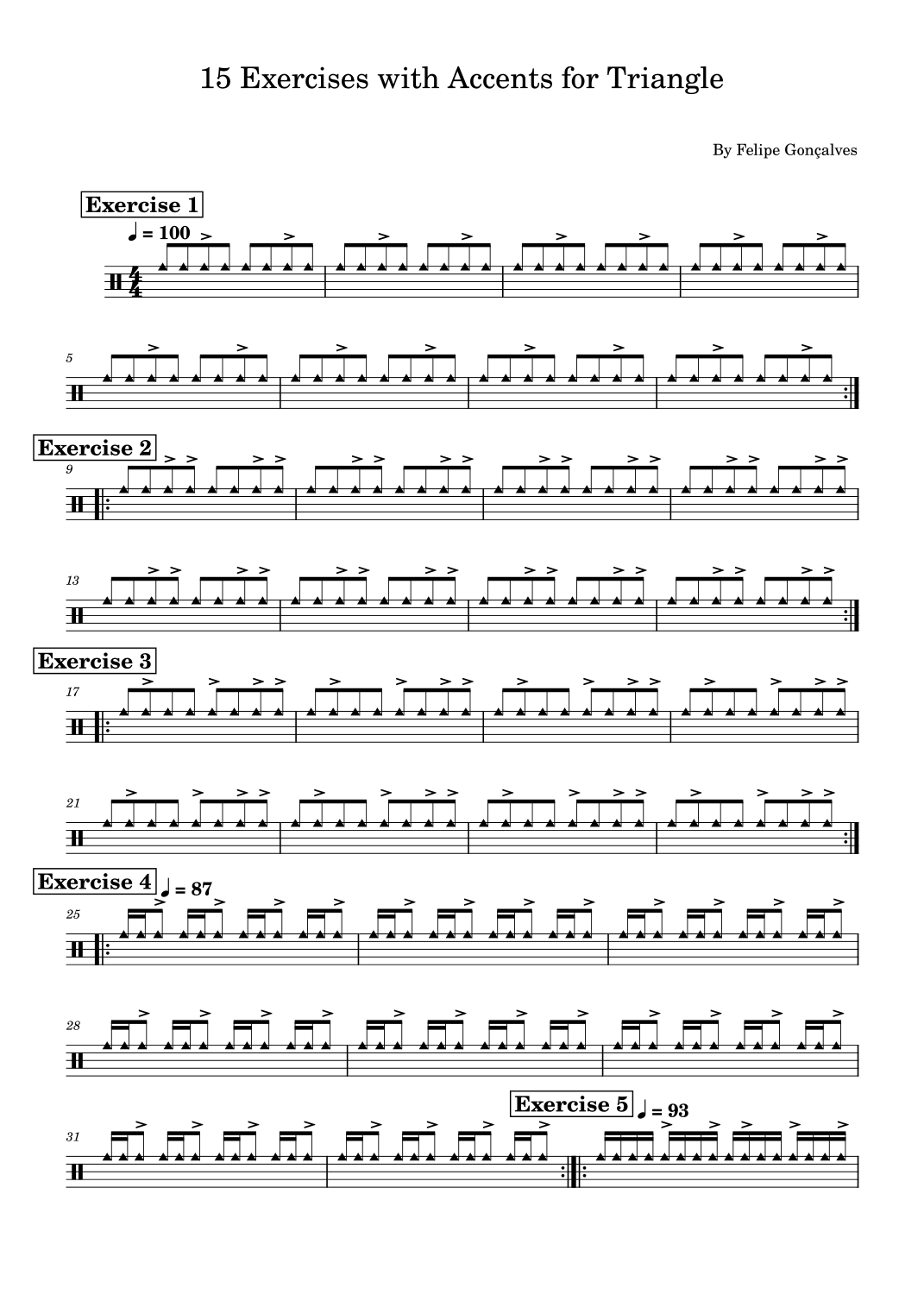 15 Exercises for Accents in Triangle by Felipe Gonçalves Sheet Music ...