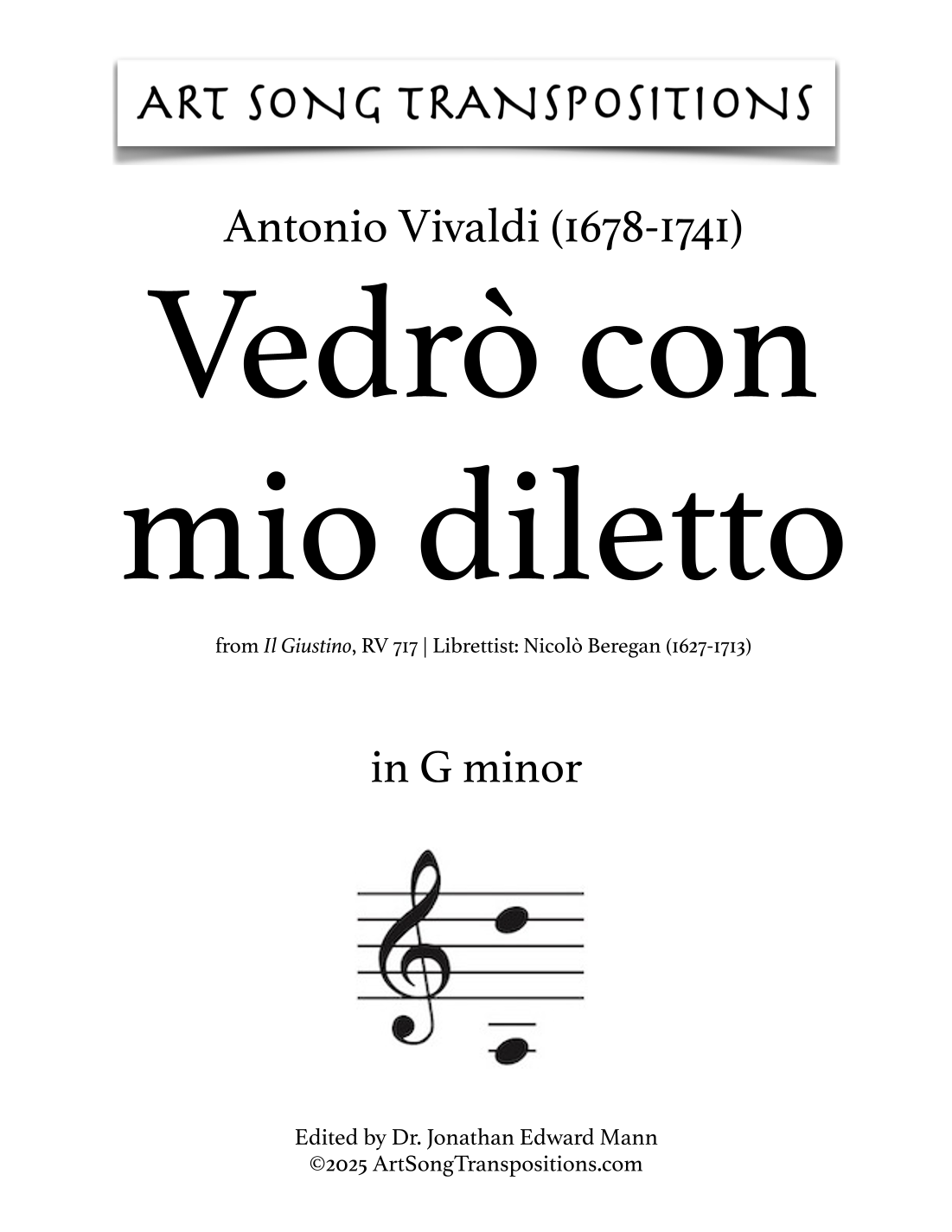 VIVALDI: Vedrò con mio diletto (transposed to G minor) (arr ...
