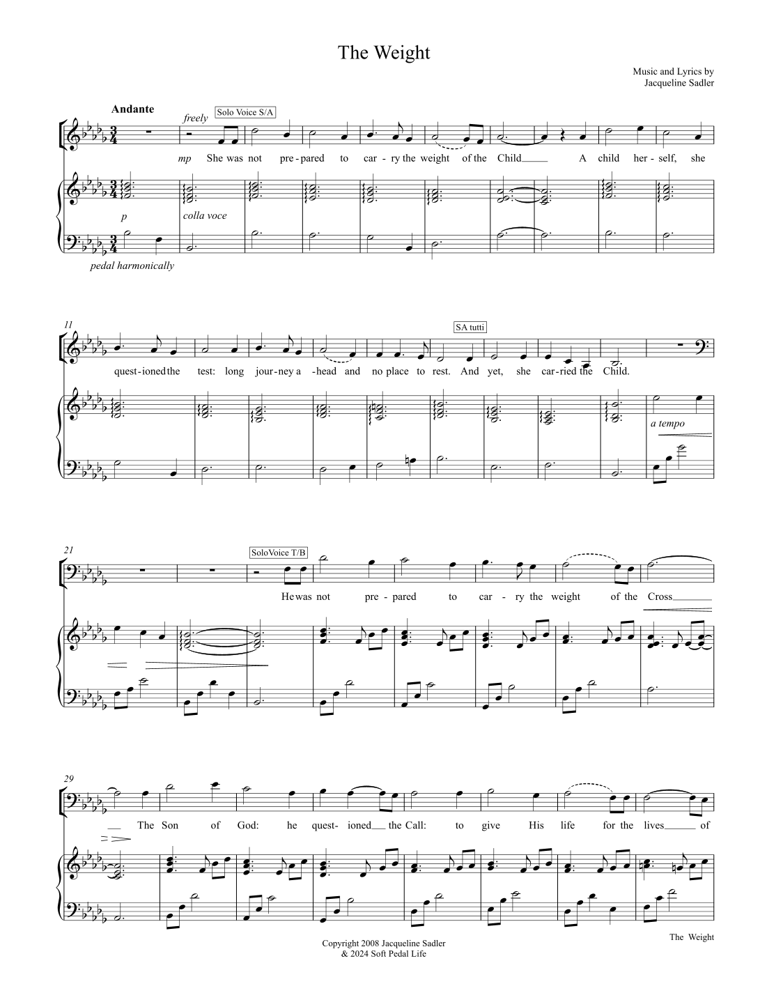 The Weight by Jacqueline Sadler Sheet Music for SATB Choir at Sheet Music Direct
