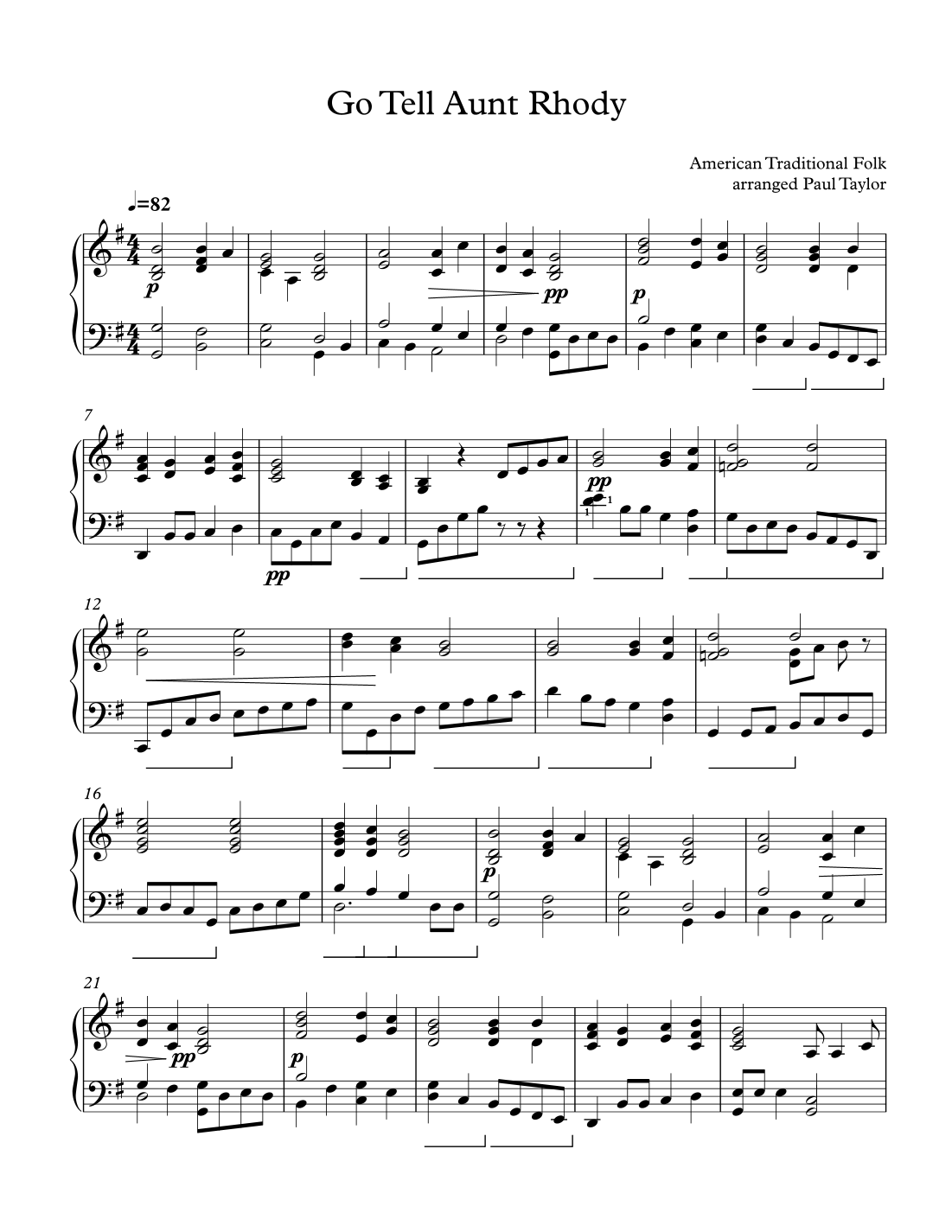 Go Tell Aunt Rhodie (arr. Paul Franklyn Taylor) by Traditional American ...