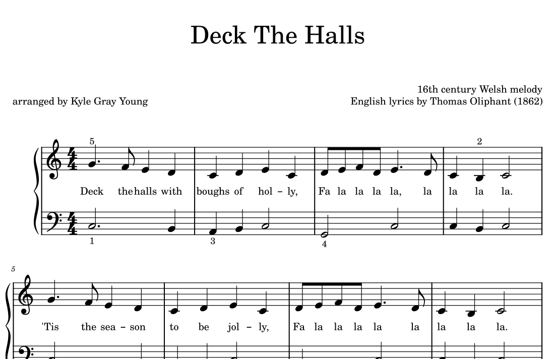 Deck The Halls (easy piano solo) (arr. Kyle Gray Young) by Kyle Gray ...