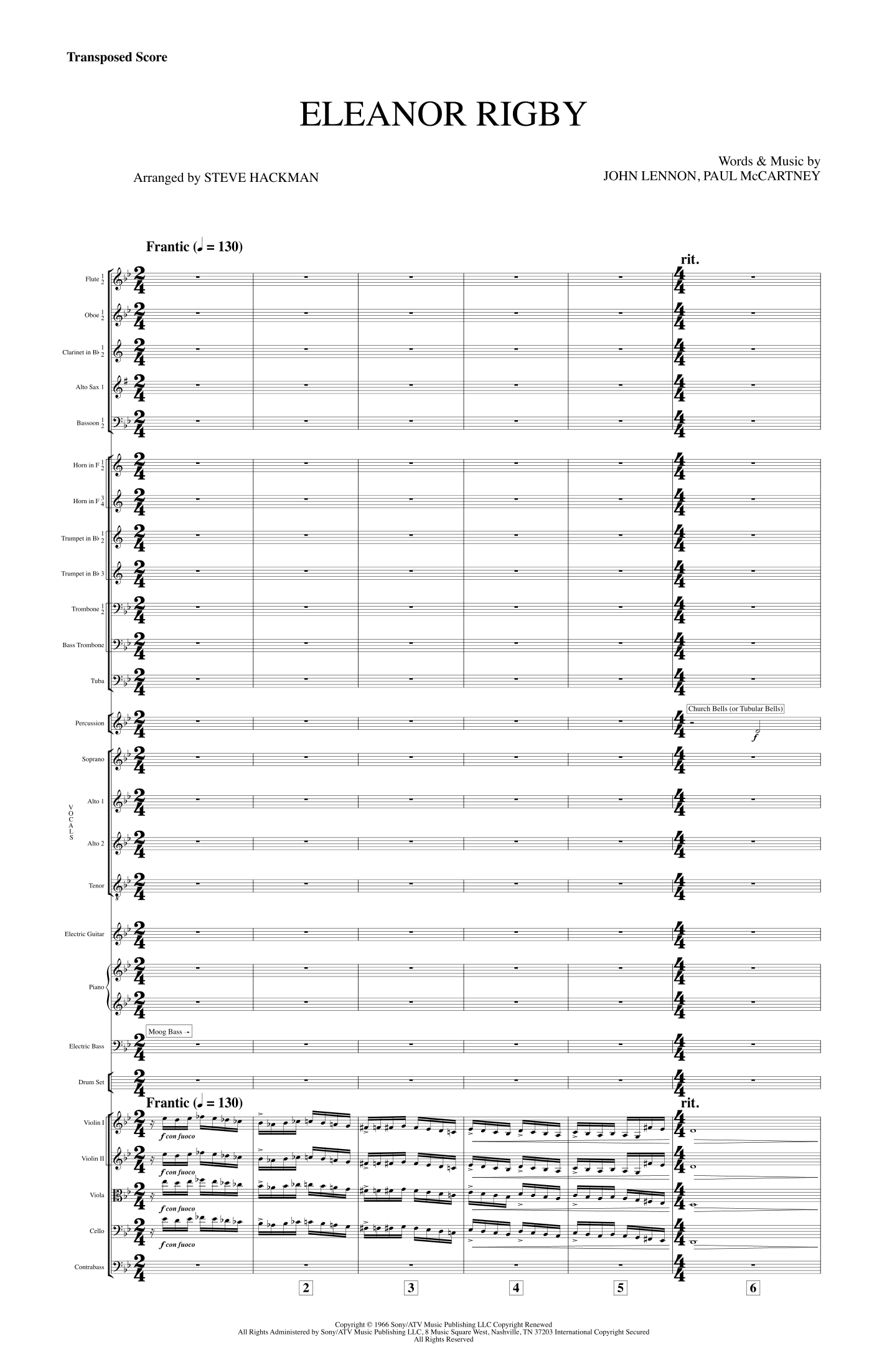 Eleanor Rigby - Score Only (arr. Steve Hackman) by David Cook Sheet ...