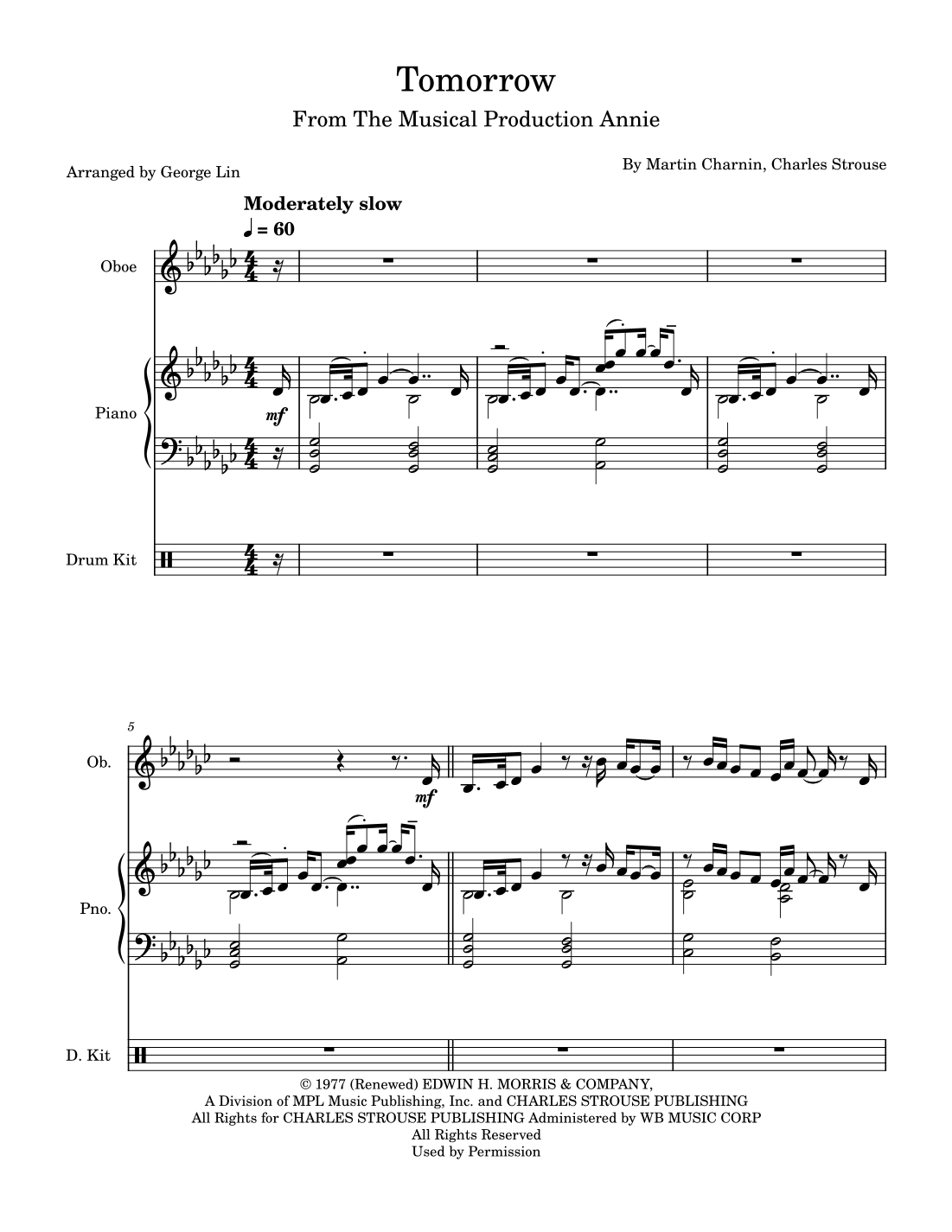 Tomorrow (arr. George Lin) by Ace Cannon Sheet Music for Oboe and Piano ...