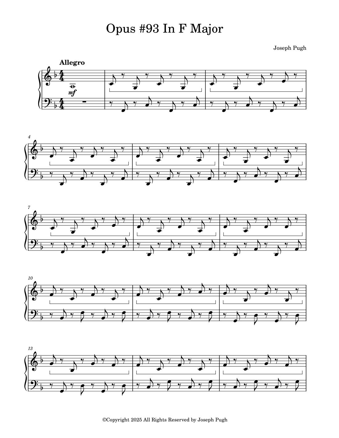 Opus # 93 In F Major by Various Sheet Music for Piano Solo at Sheet ...