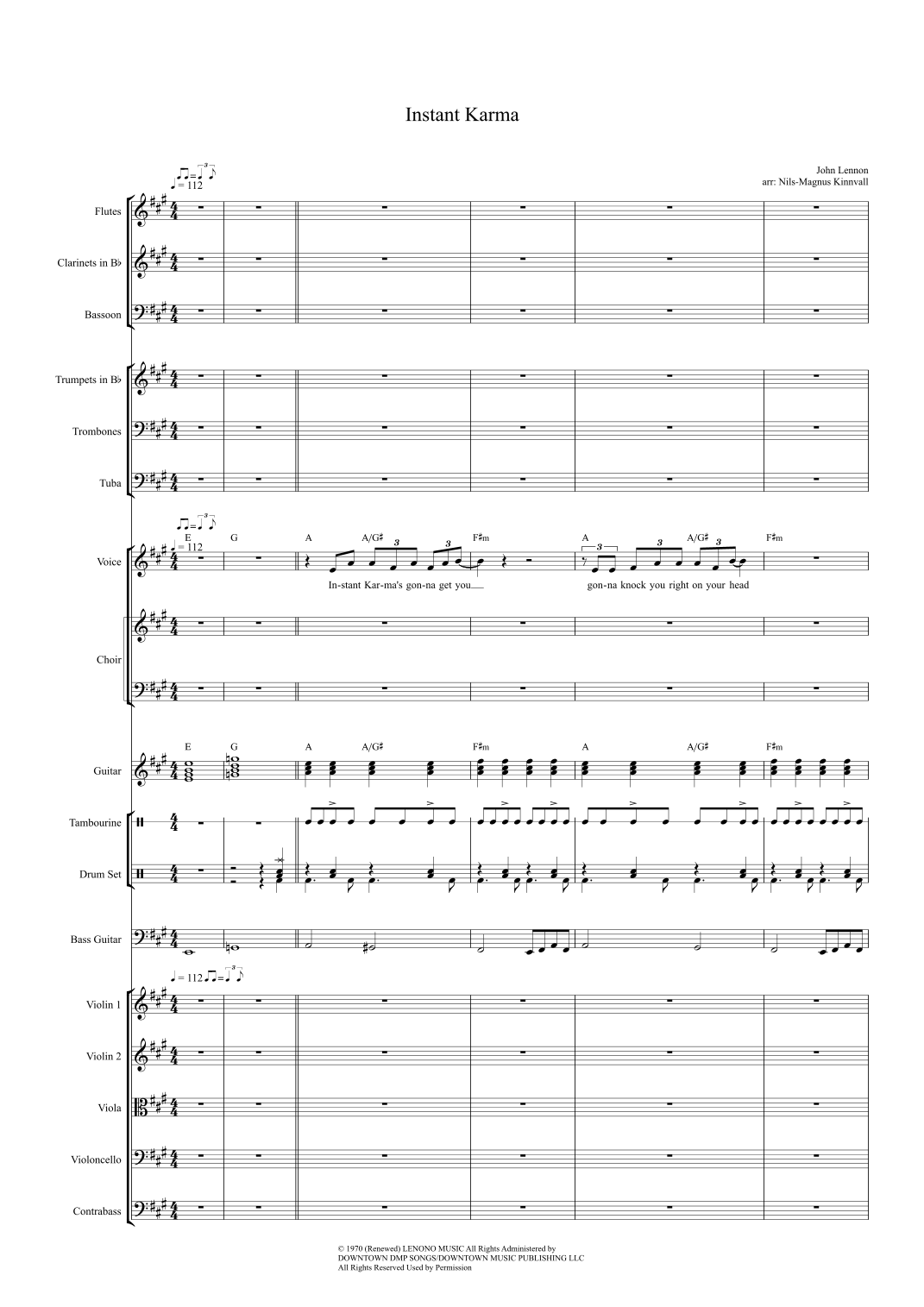 Instant Karma (arr. Nils-Magnus Kinnvall) by John Lennon Sheet Music ...