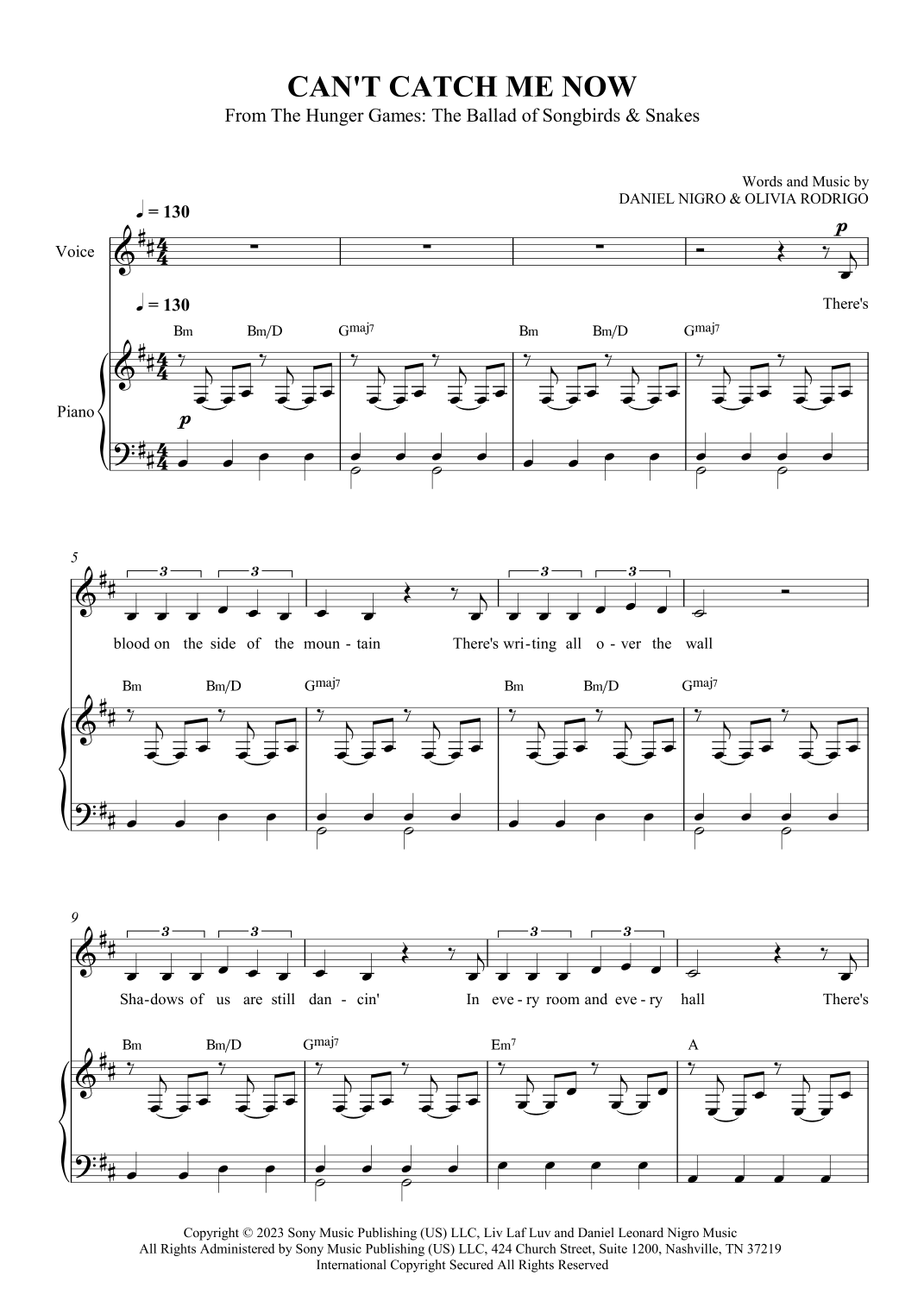Can t Catch Me Now arr SCMusic By Olivia Rodrigo Sheet Music For Can t Catch Me Now arr SCMusic By Olivia Rodrigo Sheet Music For