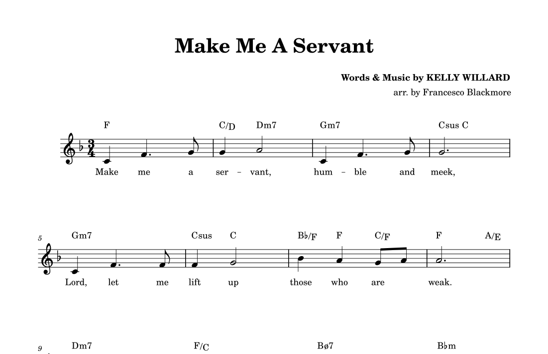 Make Me A Servant (arr. Francesco Blackmore) by J. Paul Williams Sheet ...
