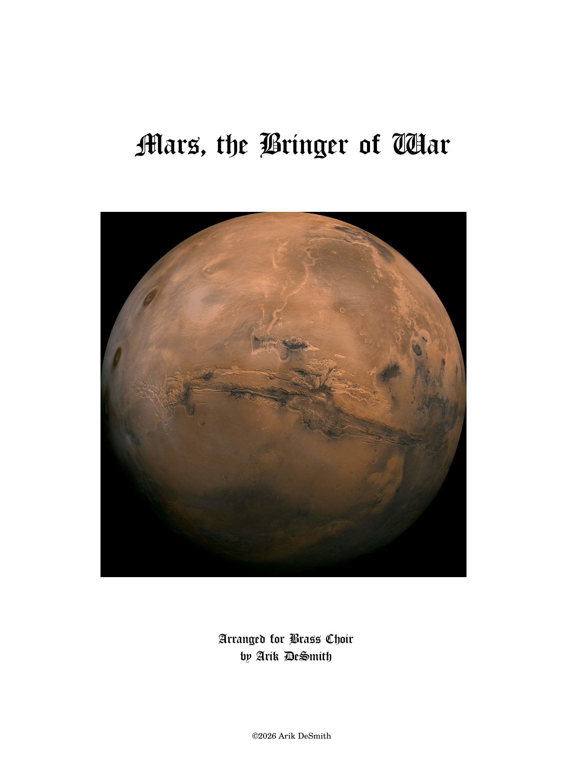 Mars, the Bringer of War (arr. Arik DeSmith) by Gustav Holst Sheet ...
