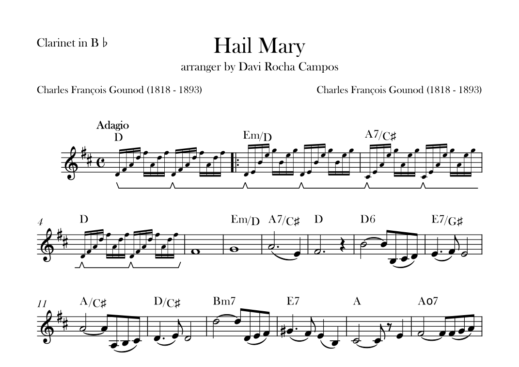 Hail Mary (arr. Davi Rocha Campos) by Charles François Gounod (1818 ...
