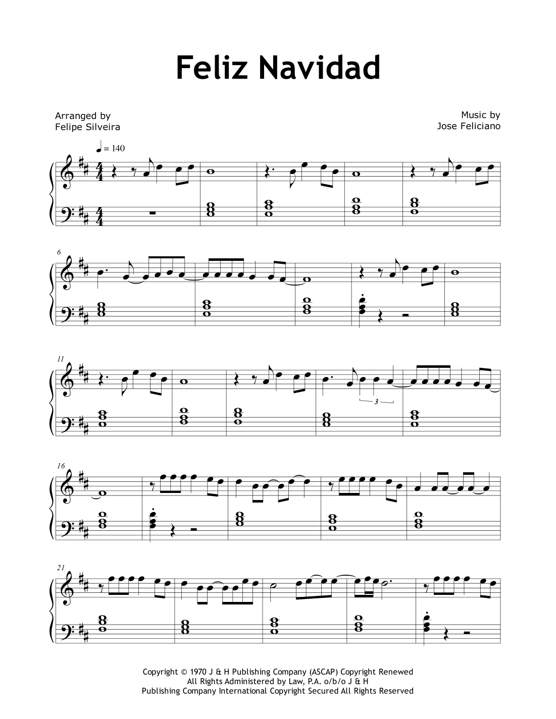 Feliz Navidad (arr. Felipe Silveira) Partitions | Clay Walker | Piano Facile