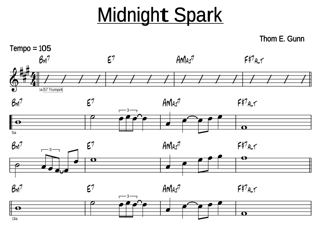 Midnight Spark by Thom E. Gunn Sheet Music for Lead Sheet / Fake Book ...