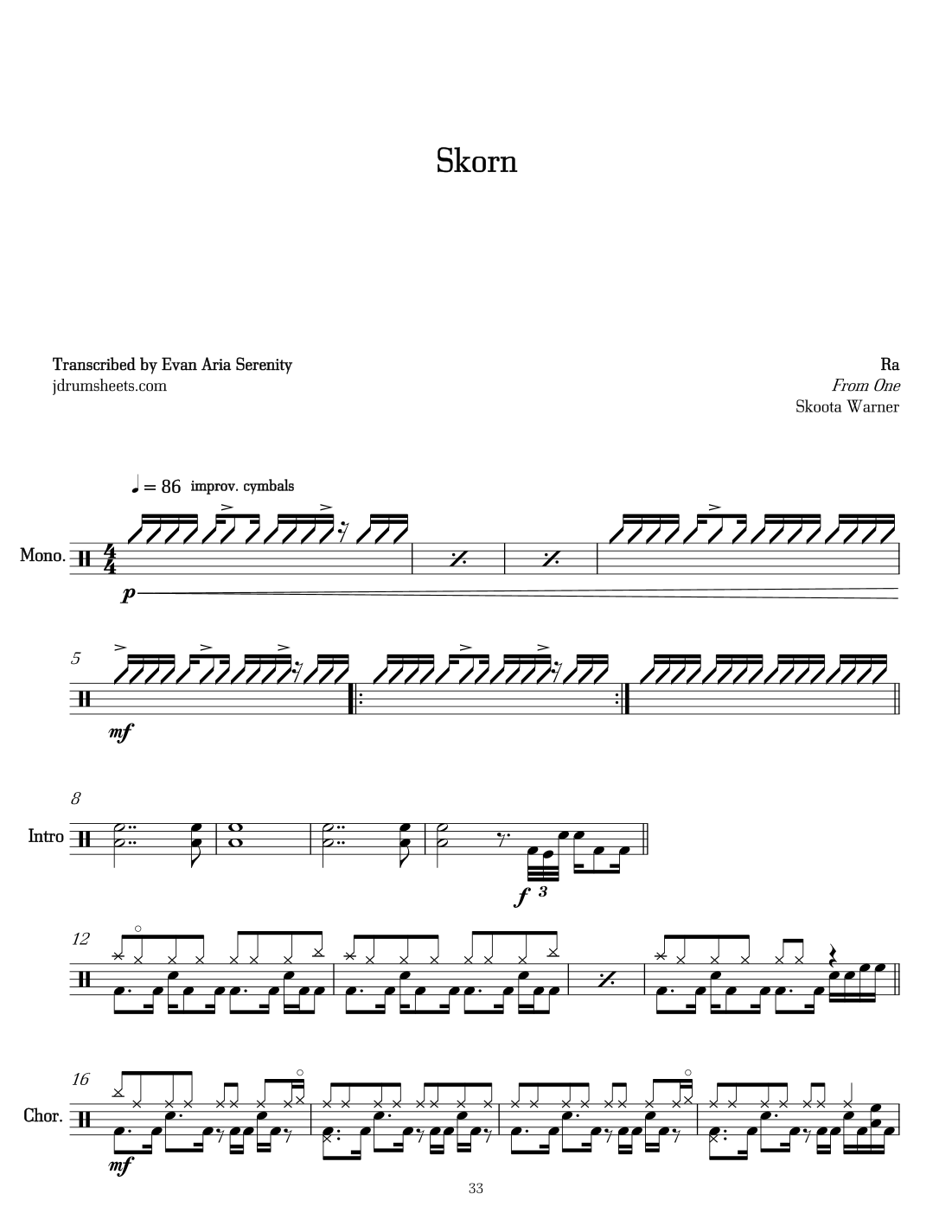 Skorn (arr. Evan Aria Serenity) by Ra Sheet Music for Drums at Sheet ...