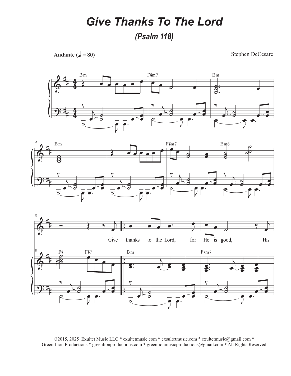 Give Thanks To The Lord (Psalm 118) (Vocal solo) by Stephen DeCesare ...