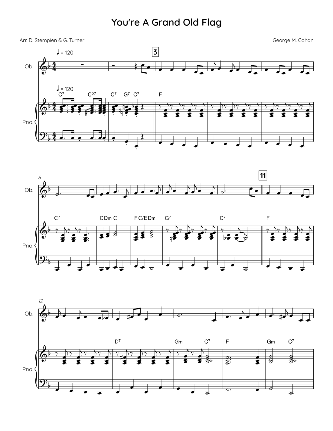 You're A Grand Old Flag (Voice, Oboe, Piano Accompaniment) Key of F ...