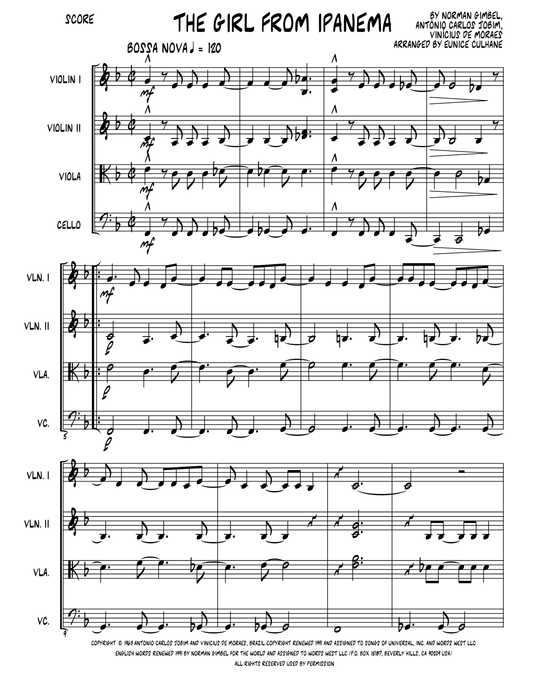The Girl from Ipanema (arr. Eunice Culhane) by Stan Getz & Astrud ...