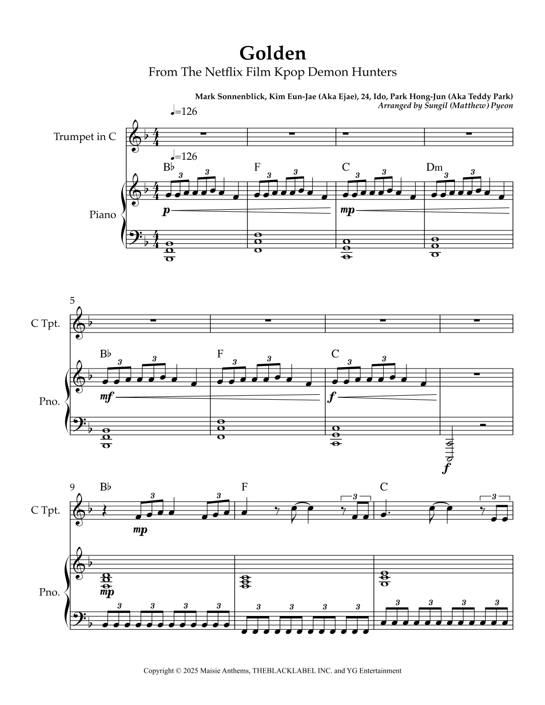 Golden (arr. Matthew pyeon) by Huntr/X (Ejae, Audrey Nuna And Rei Ami ...