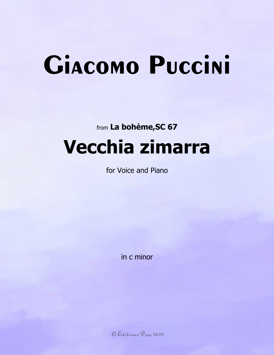 Vecchia zimarra, by Giacomo Puccini, in c minor (arr. Editions Dao) by ...
