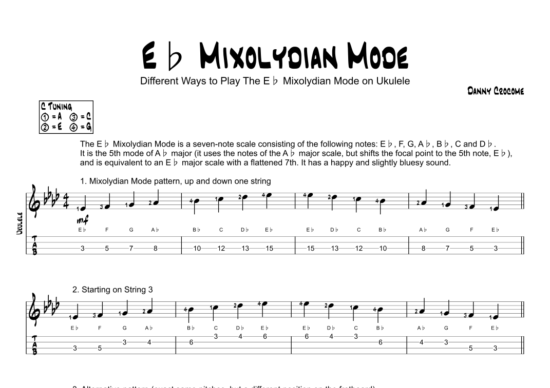 Eb Mixolydian Mode for Ukulele (Different Ways to Play) by Traditional ...